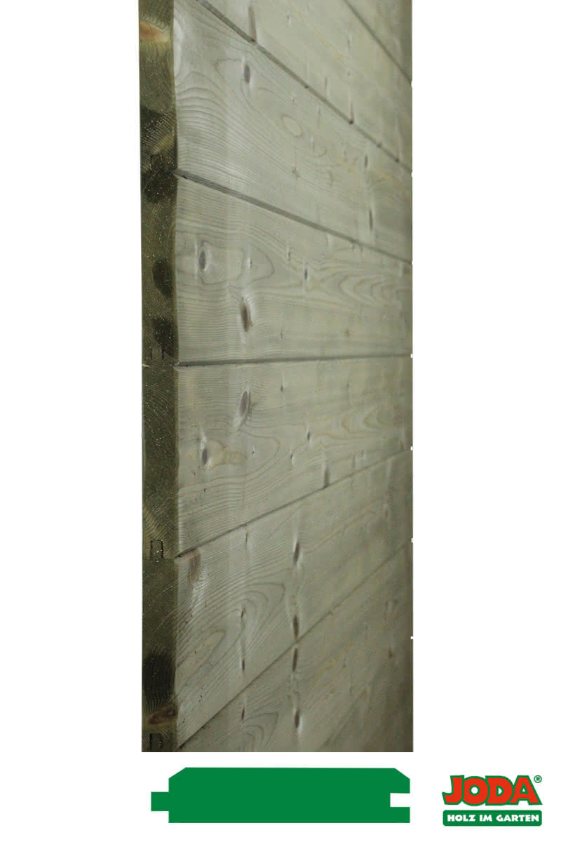 22,5 x 121 mm Fichte-Fasebrett, kesseldruckimprägniert.
